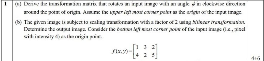 (a) Derive the transformation matrix that rotates an | Chegg.com