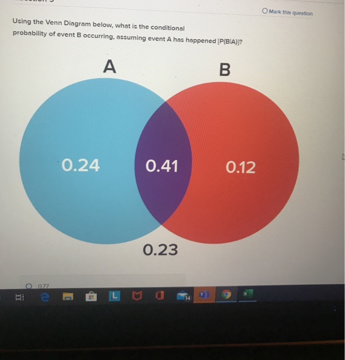 Solved O Mark this question Using the Venn Diagram below, | Chegg.com