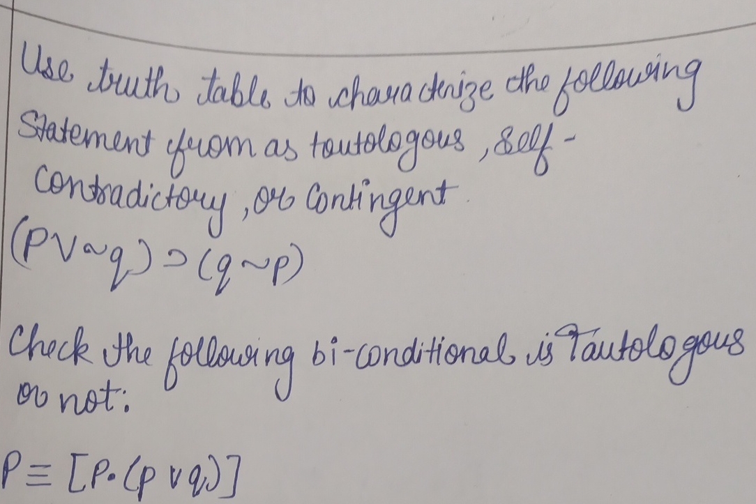 Solved Use truth table to characterize the | Chegg.com