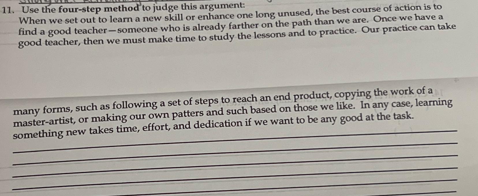 Solved Use the four-step method to judge this argument:When | Chegg.com