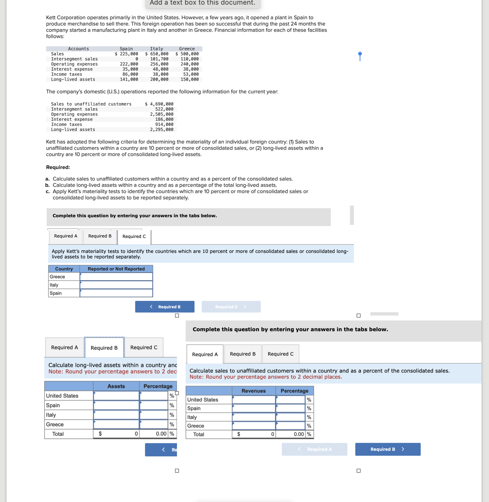 Add a text box to this document.Kett Corporation | Chegg.com