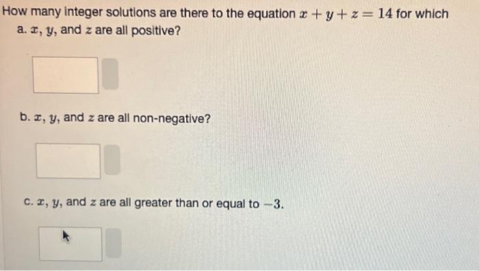 Solved How many integer solutions are there to the equation | Chegg.com