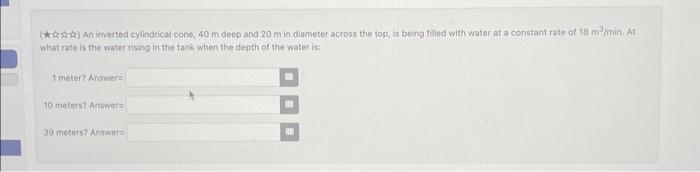 Solved ( ∗ th th 2 ) An inverted cylindrical cone, 40 m deep | Chegg.com