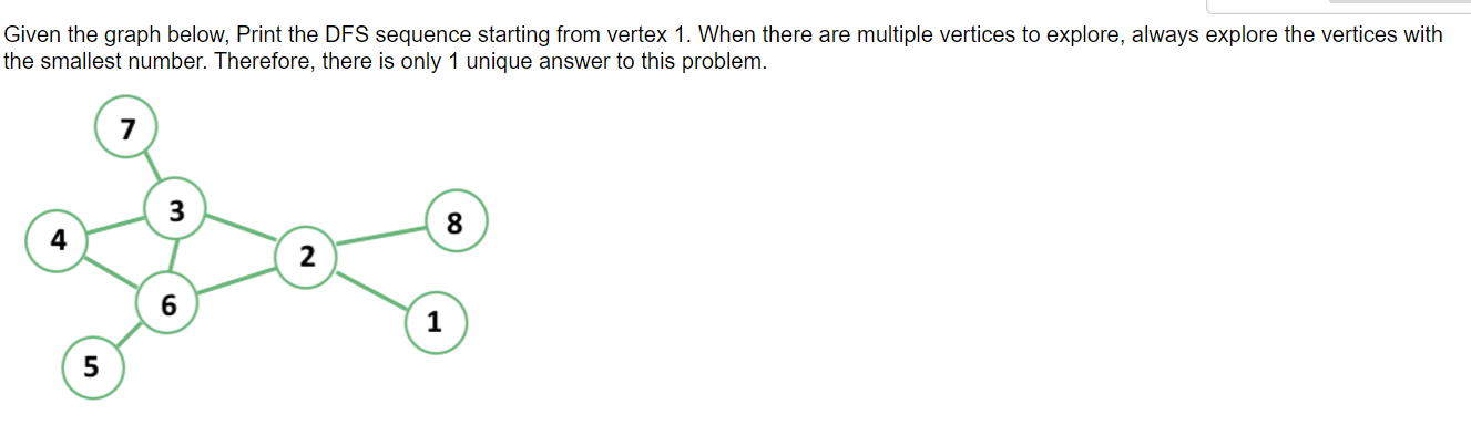 Solved Given the graph below, Print the DFS sequence | Chegg.com