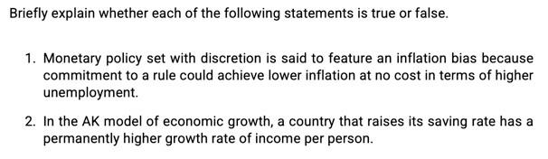 Solved Briefly explain whether each of the following | Chegg.com