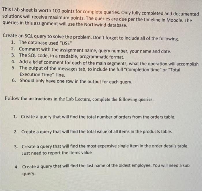 Solved This Lab sheet is worth 100 points for complete | Chegg.com