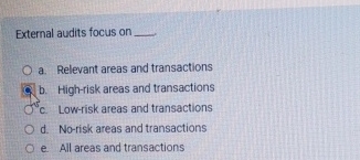 Solved External audits focus ona. ﻿Relevant areas and | Chegg.com