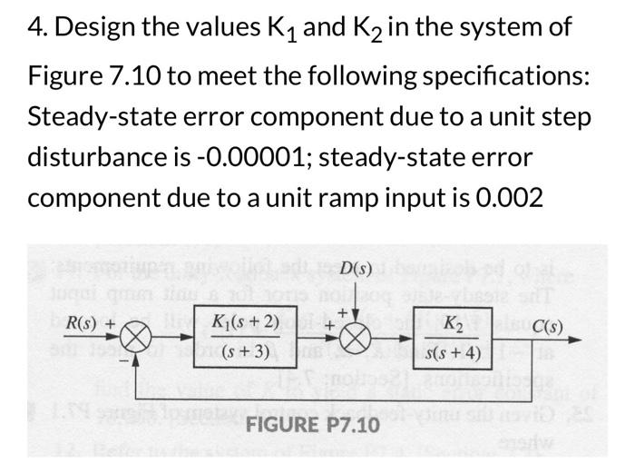 Solved 4. Design the values K1 and K2 in the system of | Chegg.com