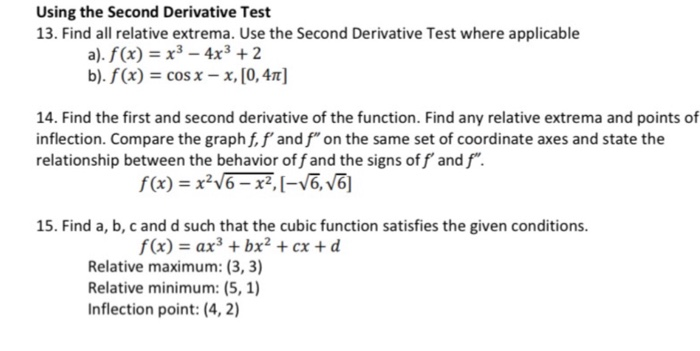 Solved Using the Second Derivative Test 13. Find all | Chegg.com