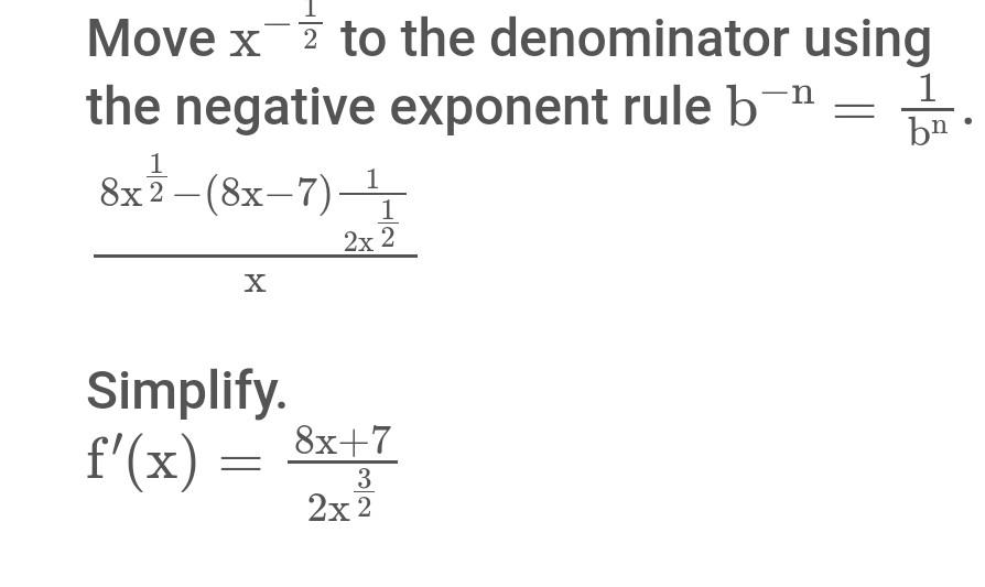 Solved Move x−21 to the denominator using the negative | Chegg.com