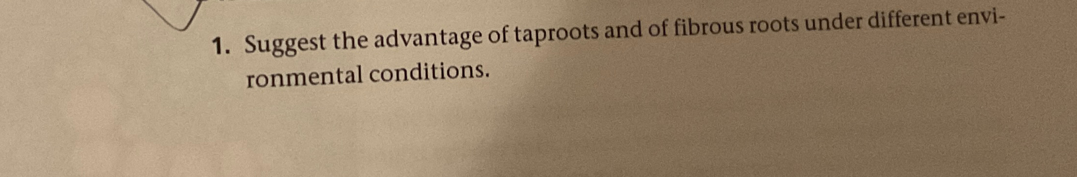 Solved Suggest the advantage of taproots and of fibrous | Chegg.com
