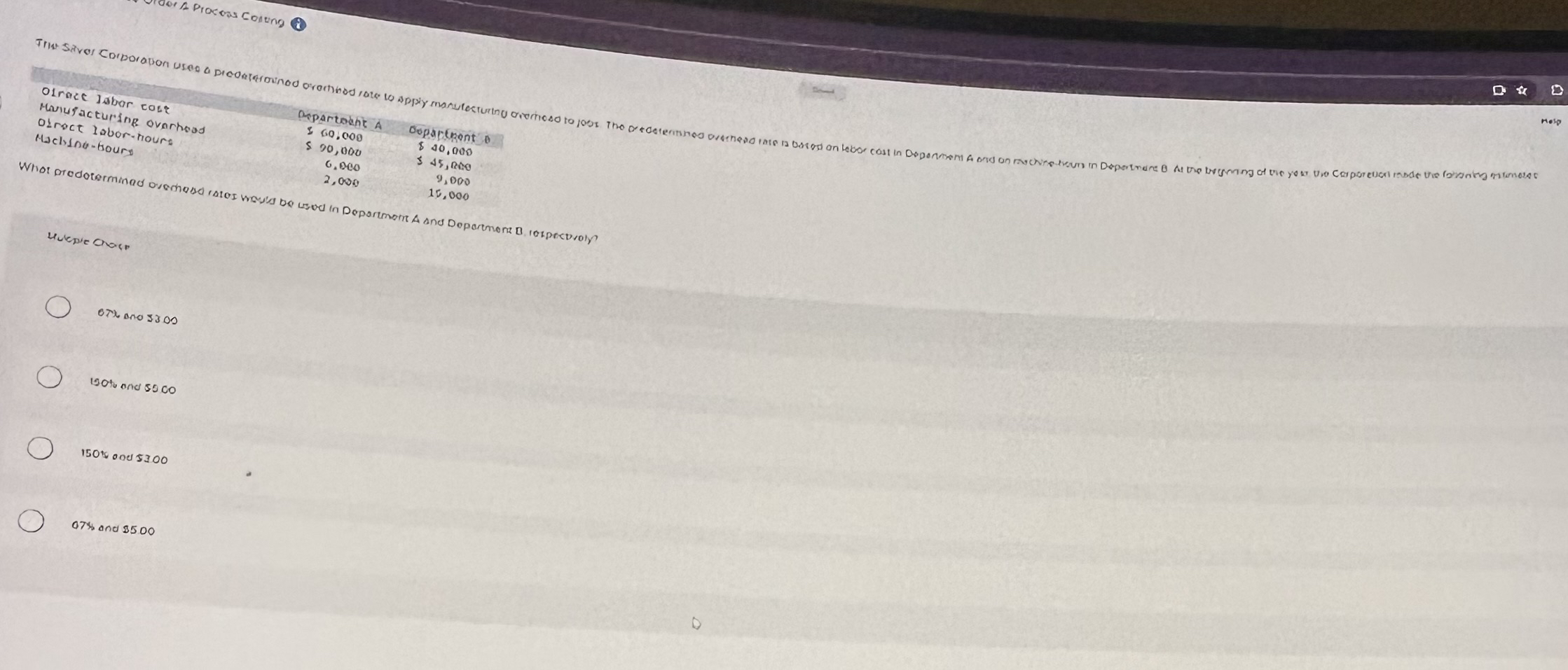 Solved Mulugacturing ov Olroct labor-noure | Chegg.com