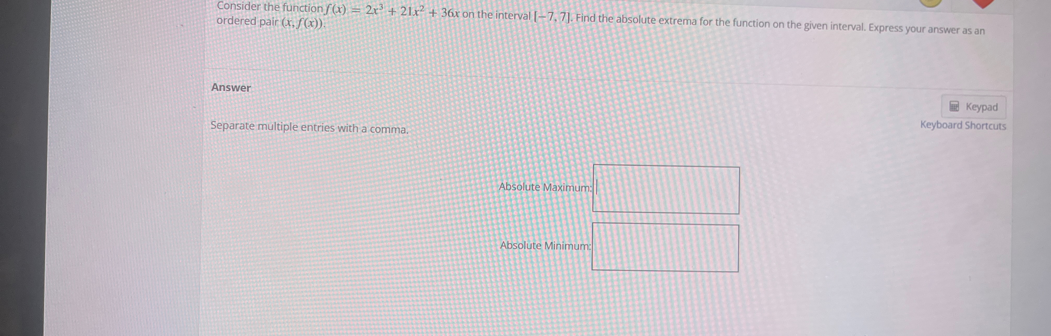 Solved Consider The Function F X 2x3 21x2 36x ﻿on The