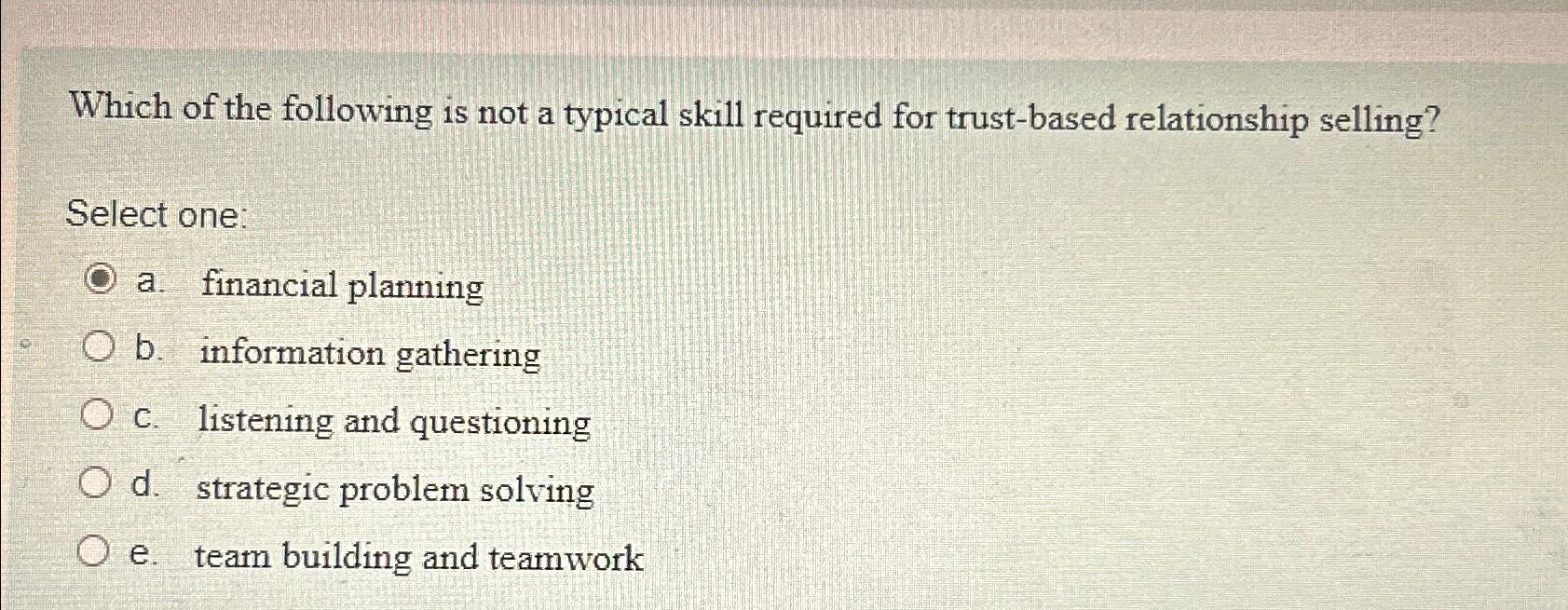 Solved Which of the following is not a typical skill | Chegg.com