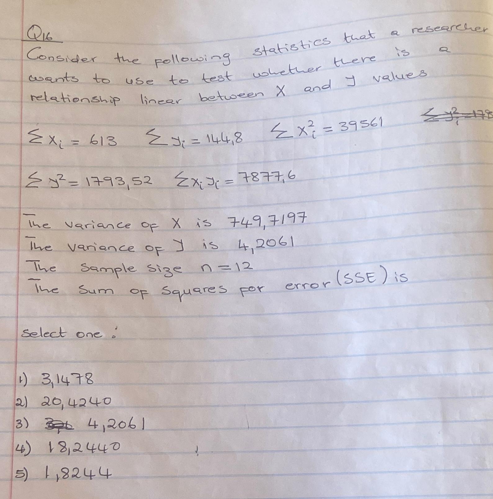 Q16Consider the following statistics that a | Chegg.com