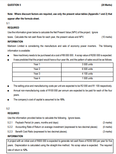 Solved Note: Where discount factors are required, use only | Chegg.com