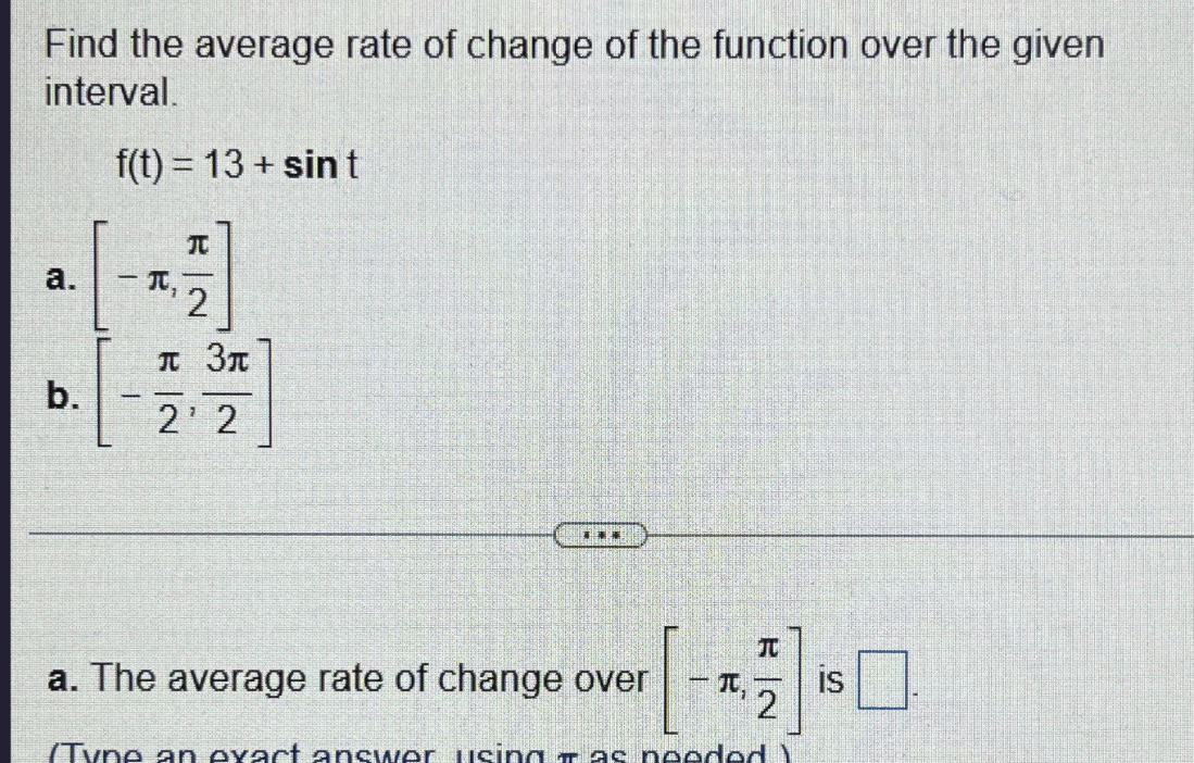 Solved Find the average rate of change of the function over | Chegg.com