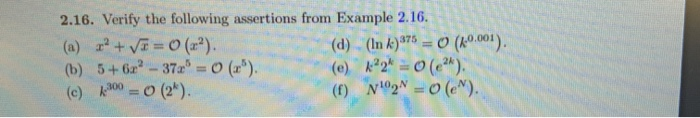 Solved 2.16. Verify the following assertions from Example | Chegg.com