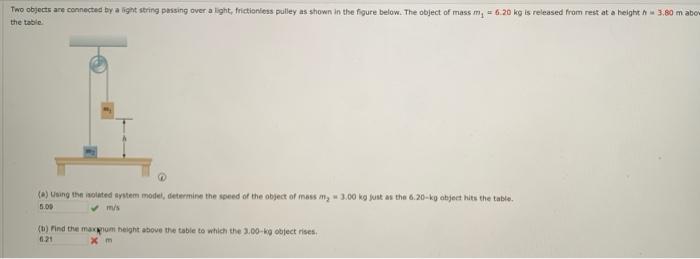 Solved Two objects are connected by a light string passing | Chegg.com