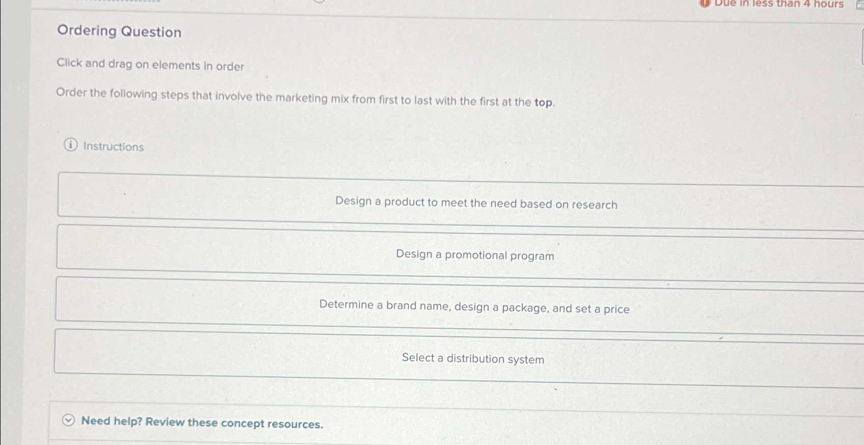 Solved Ordering QuestionClick and drag on elements in | Chegg.com