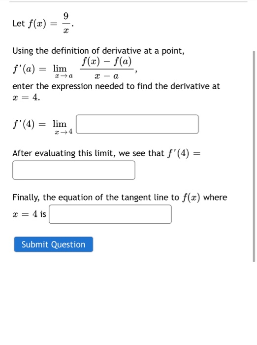 Solved 9 Let f(x) . Using the definition of derivative at a | Chegg.com