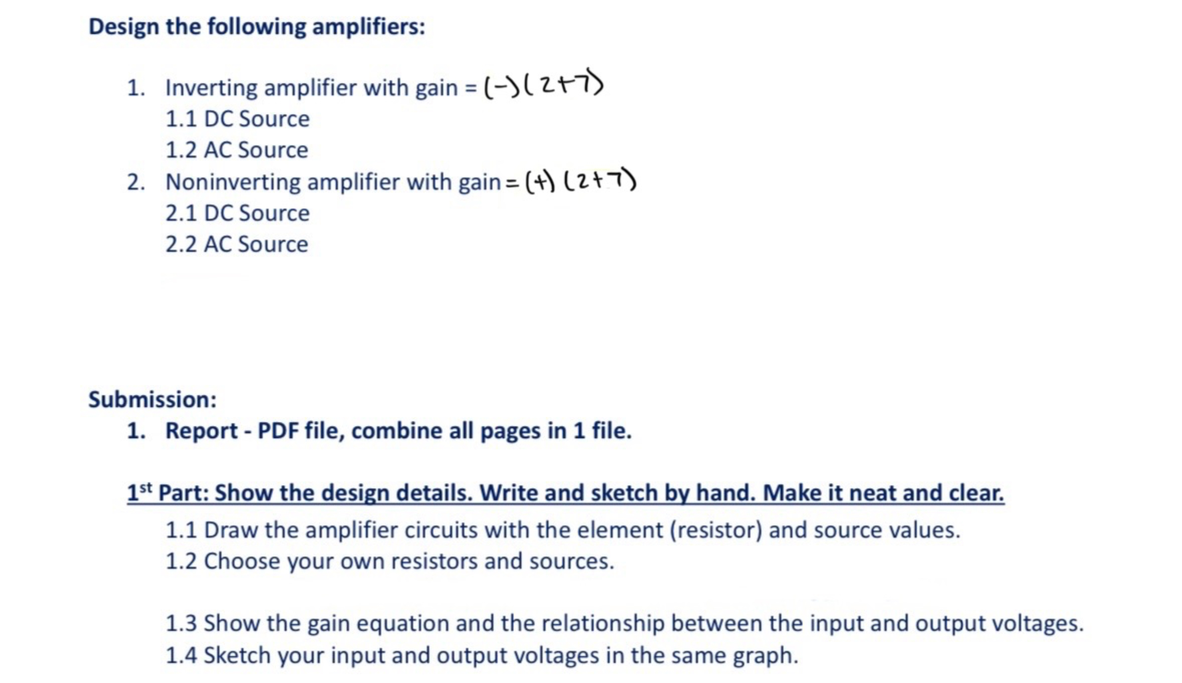 Solved Design the following amplifiers:Inverting amplifier | Chegg.com
