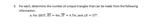 Solved For each, determine the number of unique triangles | Chegg.com