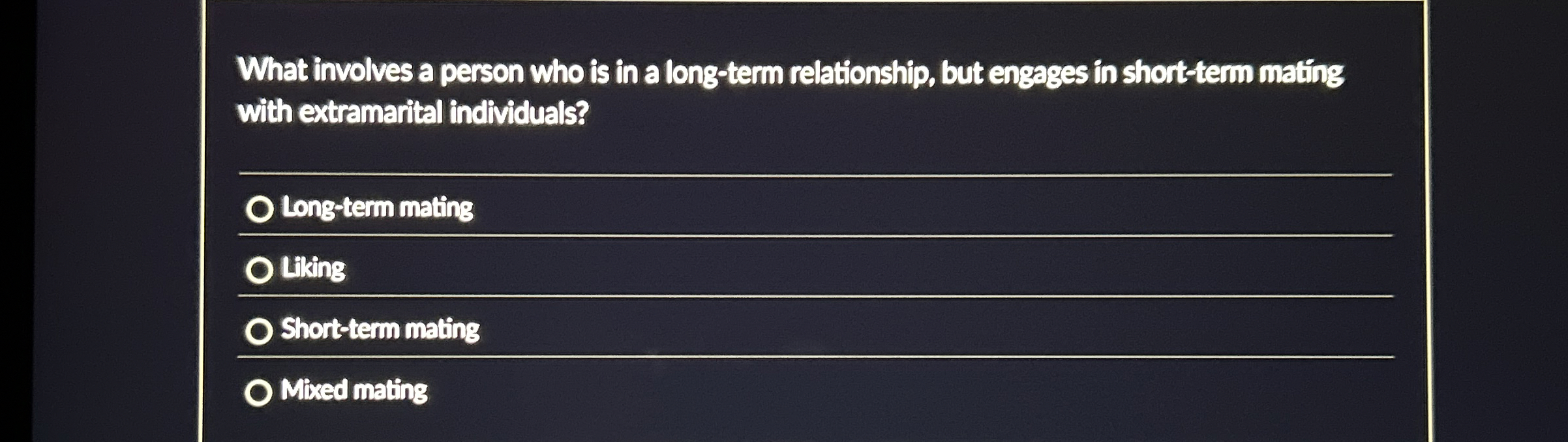 Solved What involves a person who is in a long-term | Chegg.com