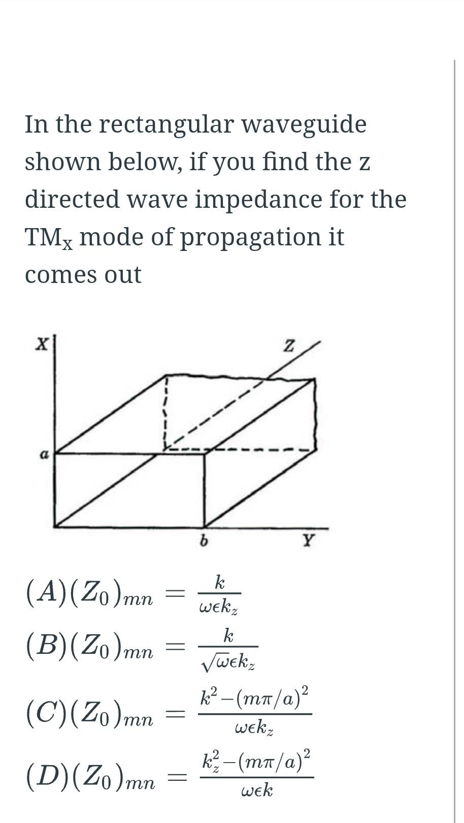 Solved In the rectangular waveguide shown below, if you find | Chegg.com