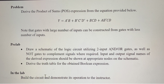 Solved Problem Derive the Product of Sums (POS) expression | Chegg.com