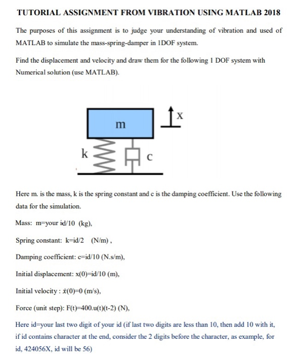 TUTORIAL ASSIGNMENT FROM VIBRATION USING MATLAB 2018 | Chegg.com
