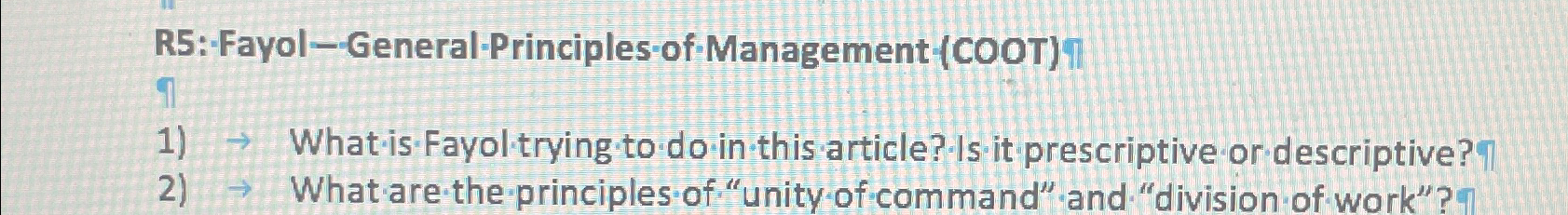Solved R5:-Fayol-General-Principles-of Management (COOT) | Chegg.com