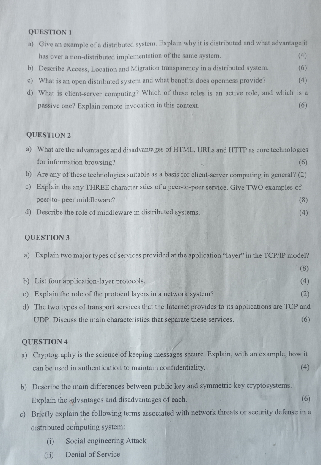 Solved QUESTION 1a) ﻿Give an example of a distributed | Chegg.com
