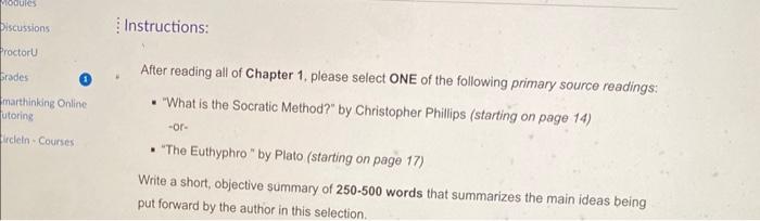 After reading all of Chapter 1, please select ONE of | Chegg.com