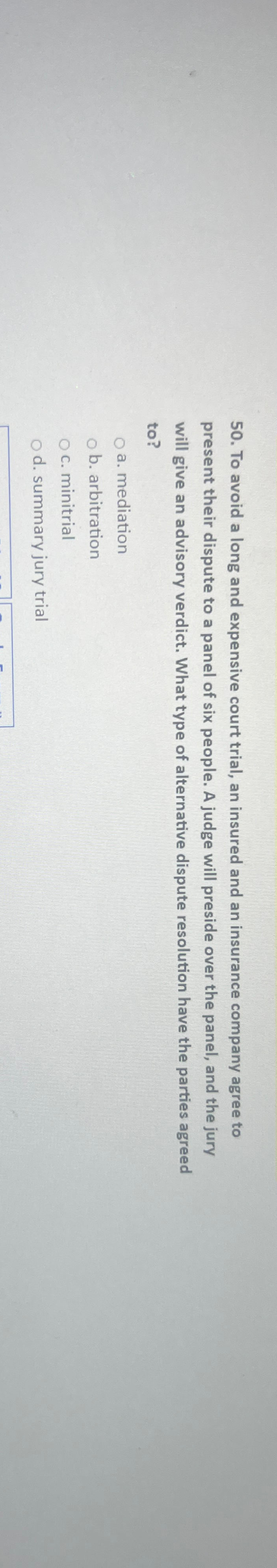 Solved To avoid a long and expensive court trial, an insured | Chegg.com