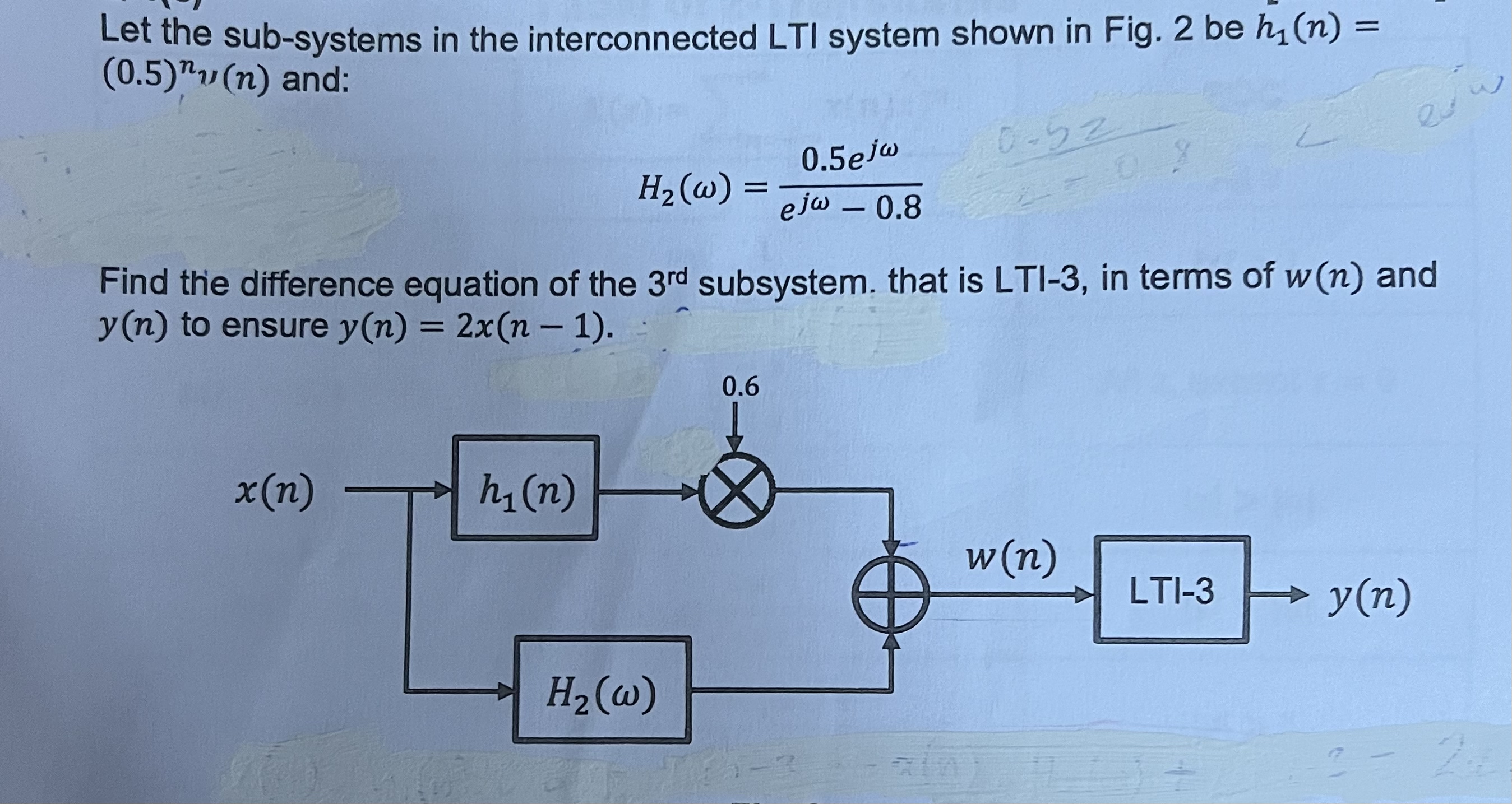 Solved Let the sub-systems in the interconnected LTI system | Chegg.com