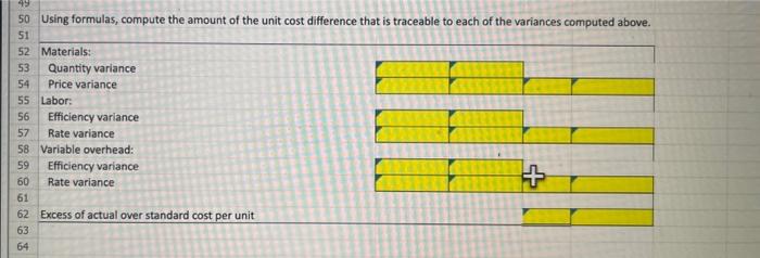 Solved Insert formulas using the cell numbers A5 to G1 to | Chegg.com