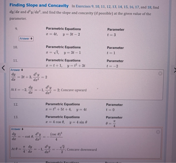 Solved Finding Slope and Concavity In Exercises 9, 10, 11, | Chegg.com
