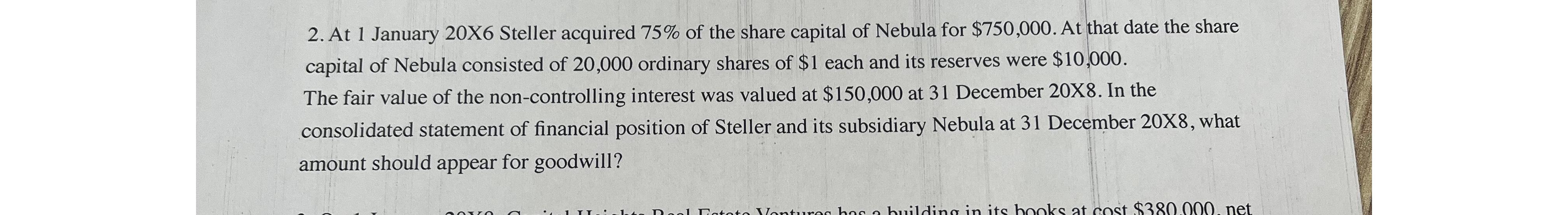 Solved At 1 ﻿January 20x6 ﻿Steller acquired 75% ﻿of the | Chegg.com