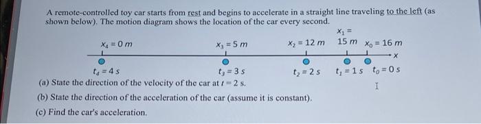Solved A remote-controlled toy car starts from rest and | Chegg.com