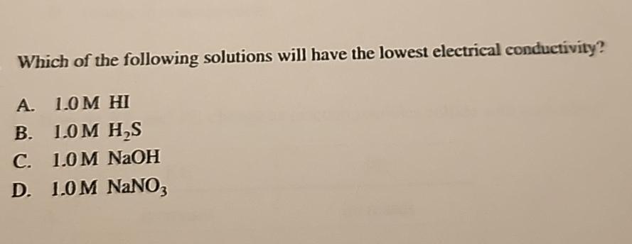 Solved Which of the following solutions will have the lowest | Chegg.com