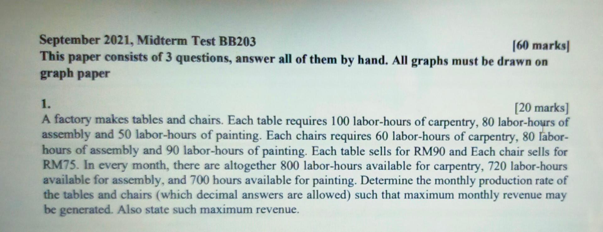 Solved September 2021, Midterm Test BB203 [60 marks] This | Chegg.com