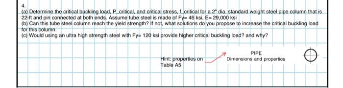Solved 4. (a) Determine the critical buckling load, | Chegg.com