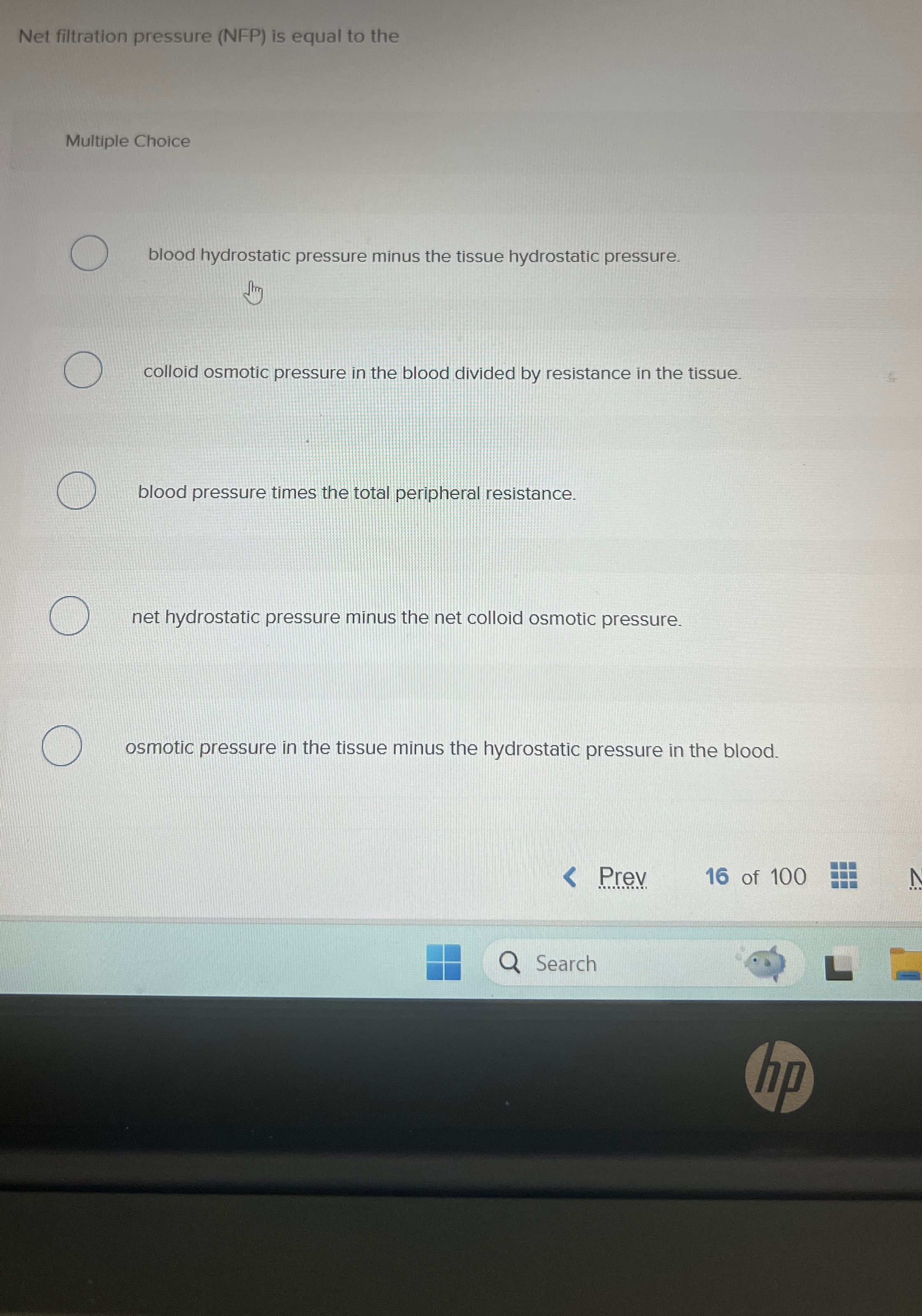 Solved Net filtration pressure (NFP) ﻿is equal to | Chegg.com