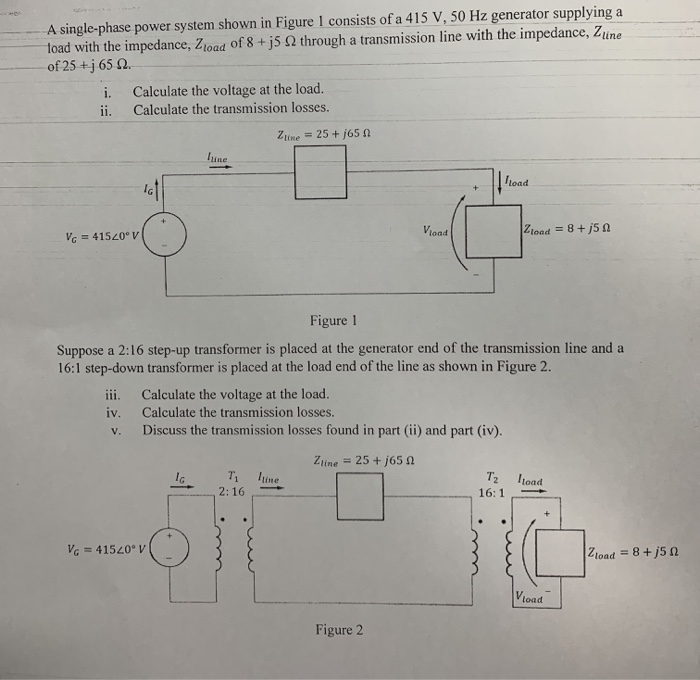 Solved A single-phase power system shown in Figure 1 | Chegg.com