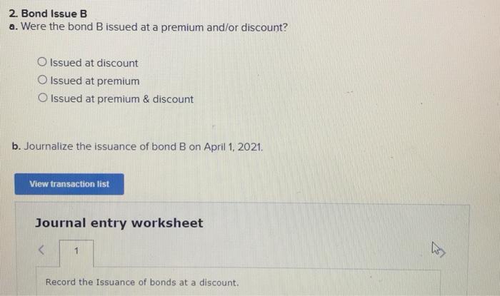 Solved Bond Issue B Adjusted for rounding 2. Bond Issue \\( | Chegg.com