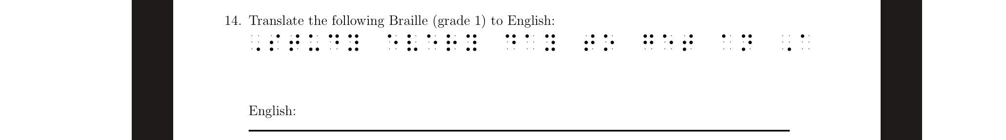 Translate the following Braille (grade 1) ﻿to | Chegg.com