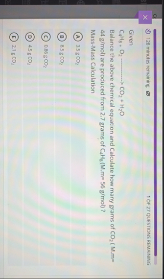 Solved 128 ﻿minutes remaining1 ﻿OF 27 ﻿QUESTIONS | Chegg.com