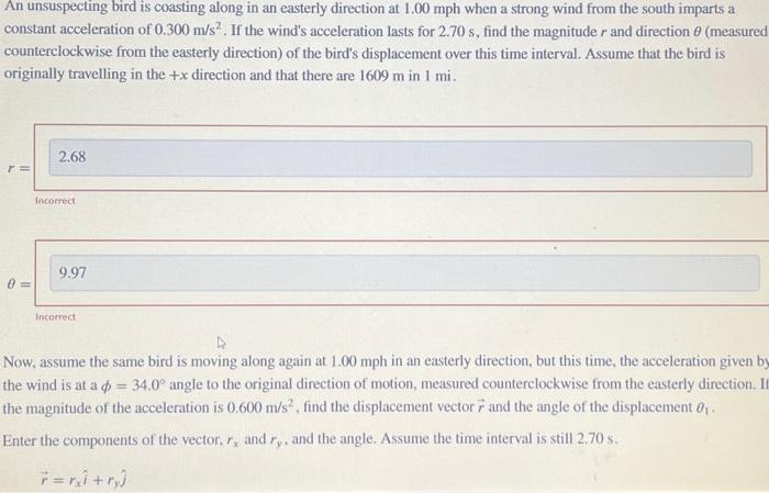Solved An unsuspecting bird is coasting along in an easterly | Chegg.com