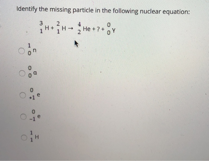 Solved Identify the missing particle in the following | Chegg.com